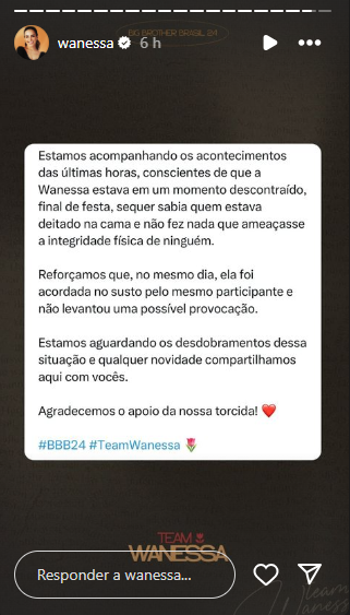 Equipe de Wanessa Camargo se pronuncia após expulsão do BBB24: “Agora é ... Equipe de Wanessa Camargo se pronuncia após expulsão do BBB24: “Agora é ...