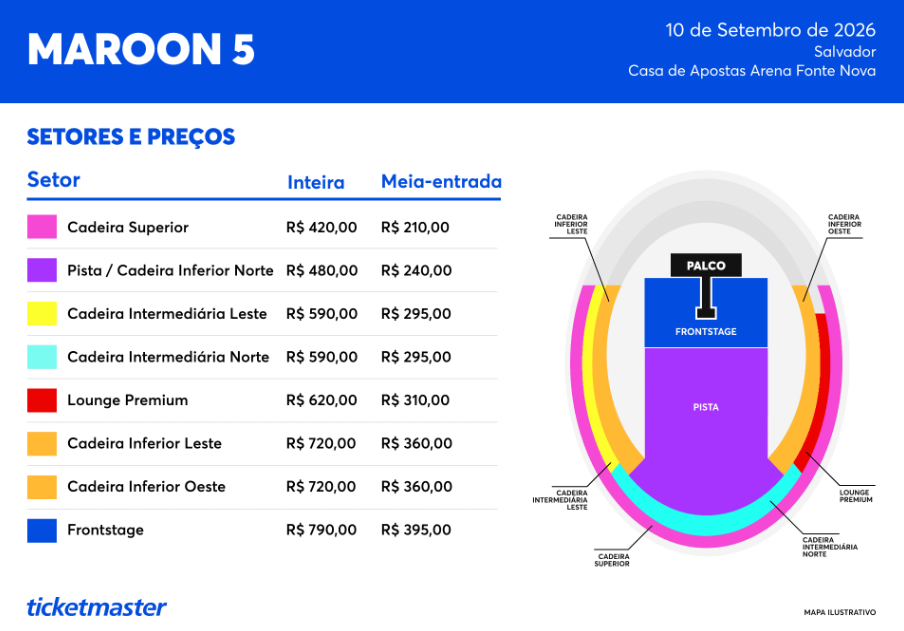 Venda de ingressos para show de Maroon 5 em Salvador tem início nesta ...